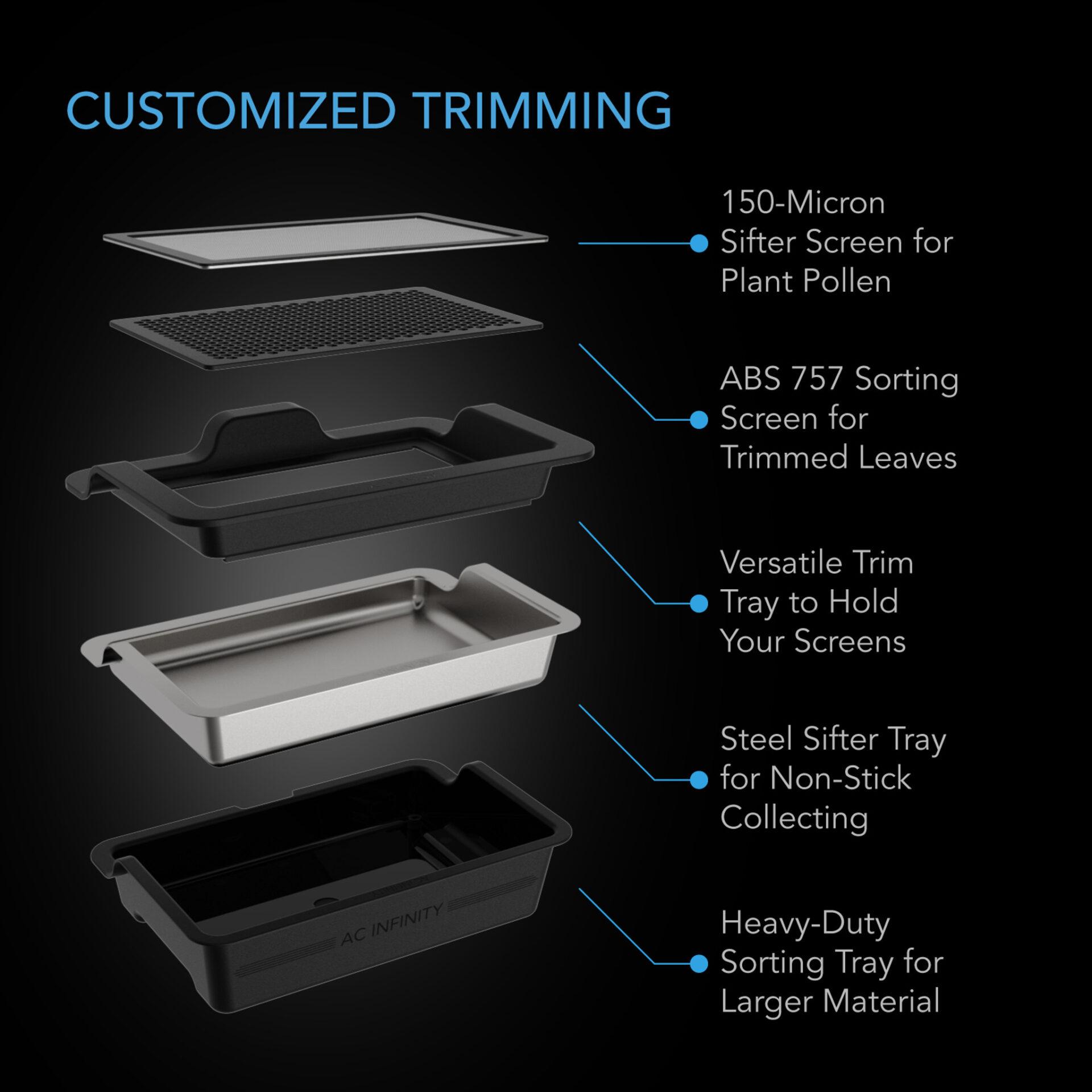 AC Infinity Large Trim Tray System 3-Tray & 2-Screen Kit